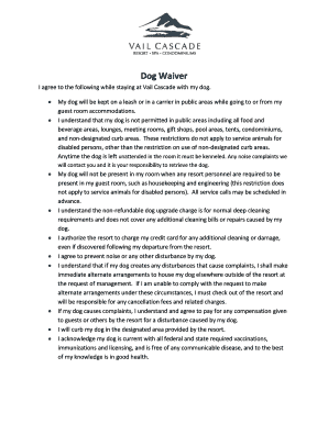 Fillable Online Dog Waiver Fax Email Print - pdfFiller
