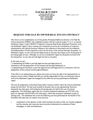 Fillable Online Request for sale by owner real estate contract - Locke ...