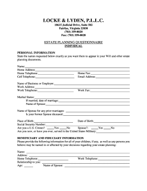 Fillable Online Estate Planning form for individuals.pdf Fax Email ...