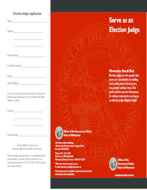 Fillable Online Election Judge Application Serve as an Election Judge ...