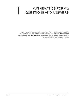 Fillable Online Mathematics Form 2 Questions And Answers Fax Email ...