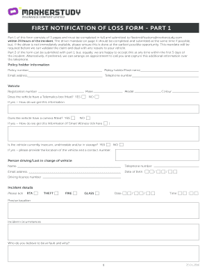 Fillable Online centuryunderwriting co FIRST NOTIFICATION OF LOSS FORM ...
