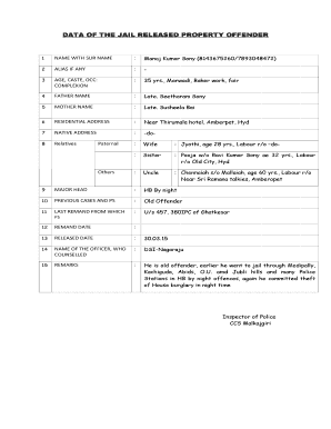 Fillable Online DATA OF THE JAIL RELEASED PROPERTY OFFENDER Fax Email ...