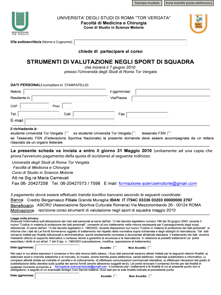 Fillable Online scienzemotorie uniroma2 STRUMENTI DI VALUTAZIONE NEGLI ...