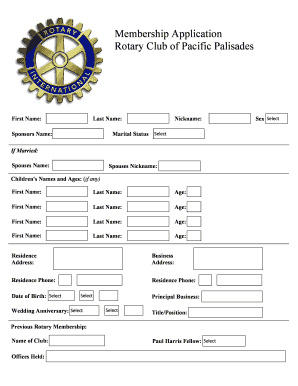 Fillable Online rotary5280 Membership Application Rotary Club of Pacific Palisades Fax Email ...