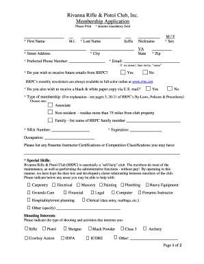Fillable Online rrpc Rivanna Rifle amp Pistol Club Inc Membership ...