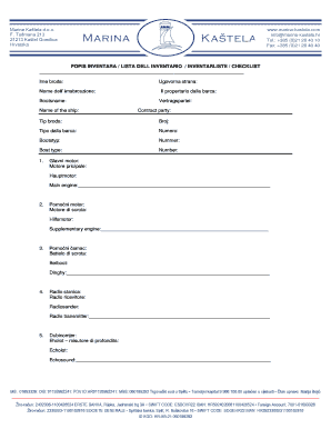 Fillable Online marina-kastela Popis inventara / lista dell inventario ...