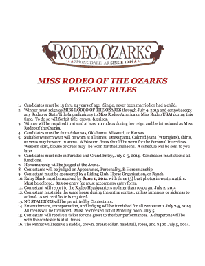 Fillable Online rodeooftheozarks MISS RODEO OF THE OZARKS PAGEANT RULES ...