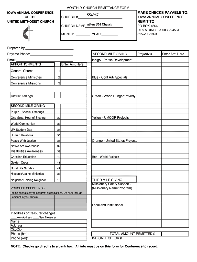 Fillable Online Afton UM Church Fax Email Print - pdfFiller