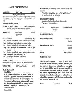 Fillable Online oakhillpcusa OAK HILL PRESBYTERIAN CHURCH RESPONSE OF ...