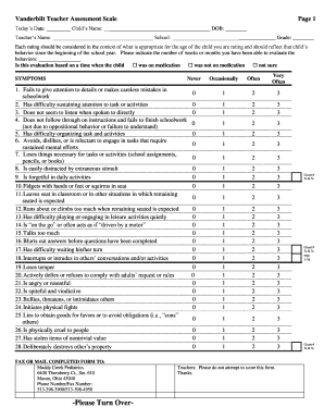 Fillable Online Vanderbilt Teacher Initial Assessment - Muddy Creek ...