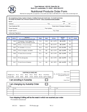 Fillable Online Nutritional form 101211ppt - TCB Teams Fax Email Print ...