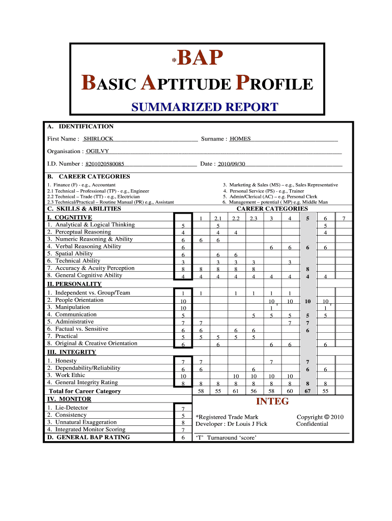 Fillable Online ifacts co BAP B ASIC A PTITUDE P ROFILE - iFacts ...