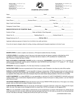 Fillable Online CHARTER APPLICATION - Marina Sailing Fax Email Print ...