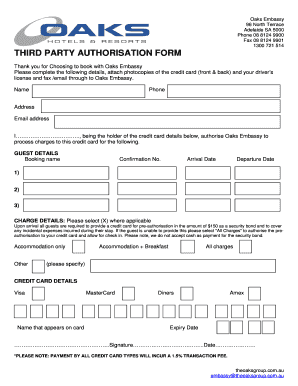Fillable Online 3rd Party Credit Card Authorisation Form - Embassy Fax ...