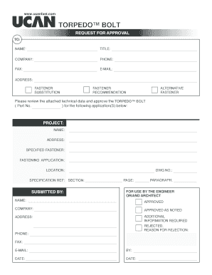 Fillable Online TORPEDO BOLT Fax Email Print - pdfFiller