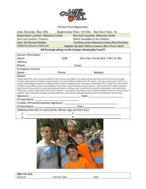 5K Fun Run Registration Form Templates | pdfFiller