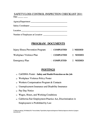 Fillable Online acgov Checklist of Safety Program Documents Fax Email ...