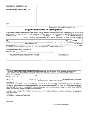 Fillable Online REQUEST FOR NOTICE OF DELINQUENCY - Fidelity National ...