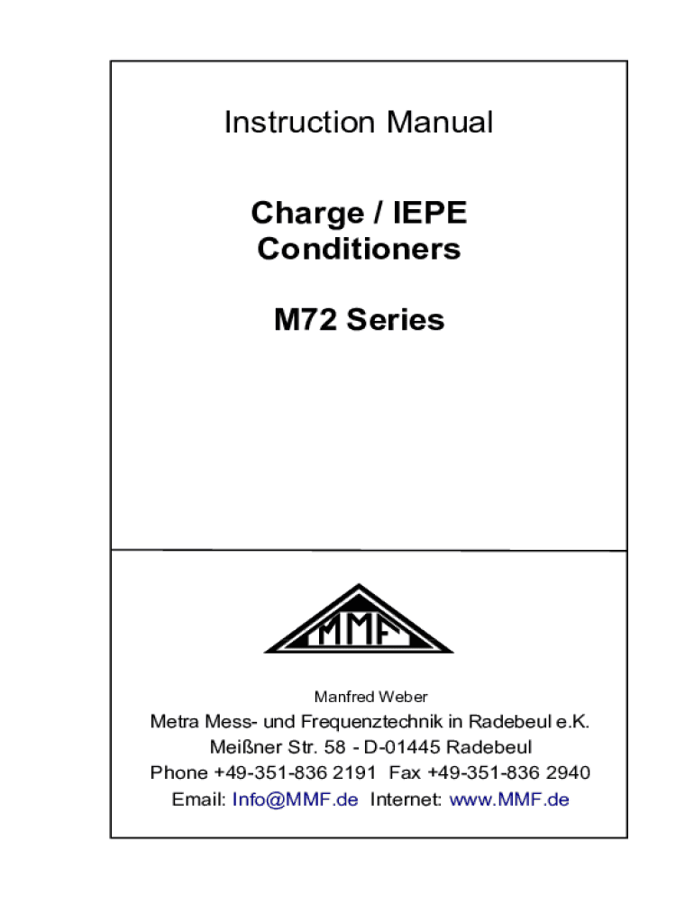 Fillable Online Instruction Manual Charge / IEPE Conditioners M72 ...
