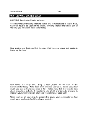 Fillable Online WATER WISE WATER WAYS - Challenger Learning Center Fax ...