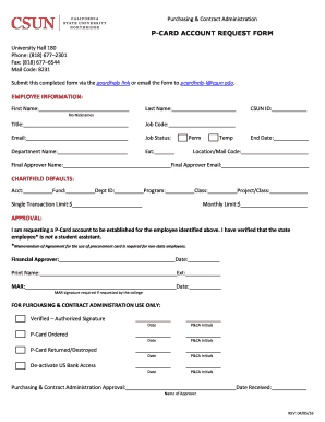 Fillable Online csun PCARD ACCOUNT REQUEST bFORM EMPLOYEE INFORMATIONb bb Fax Email Print ...