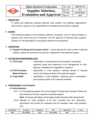 Fillable Online Supplier Selection, Fax Email Print - pdfFiller