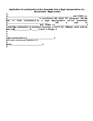 Fillable Online Application for participation at the Assembly from a ...