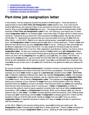 Fillable Online Part-time job resignation letter Fax Email Print ...