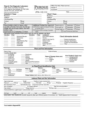 Fillable Online ppdl purdue Physical Sample Submission Form PPDL-1-W ...