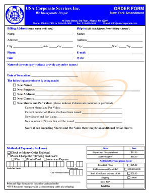 Fillable Online BNY Amendmentb Order Formpub - USA Corporate Services Inc Fax Email Print ...