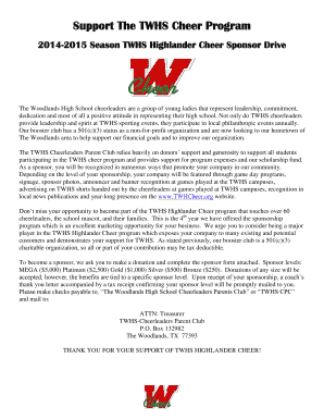 Fillable Online Support The TWHS Cheer Program Fax Email Print - pdfFiller