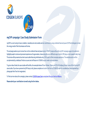 Fillable Online myCHP campaign: Case Study Submission Form Fax Email ...