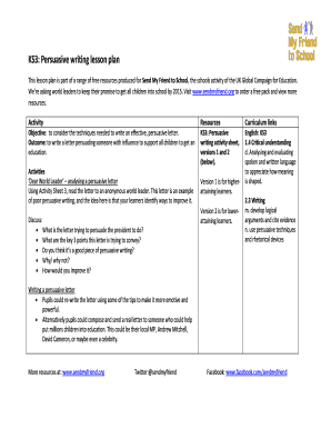 Fillable Online KS3: Persuasive writing lesson plan Fax Email Print ...