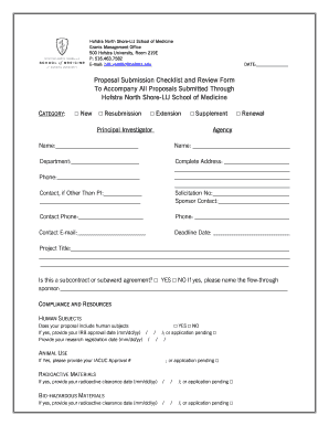 Fillable Online Proposal Submission Checklist and Review Form To ...