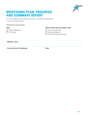 Fillable Online MENTORING PLAN PROGRESS AND SUMMARY REPORT Fax Email ...