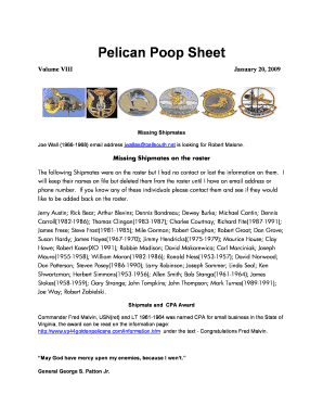 Fillable Online Pelican Poop Sheet Fax Email Print - pdfFiller