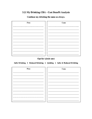Fillable Online 2) My Drinking CBA - Cost Benefit Analysis Fax Email ...
