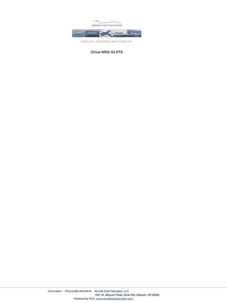 Fillable Online Cirrus SR22 G3 GTS Fax Email Print - pdfFiller