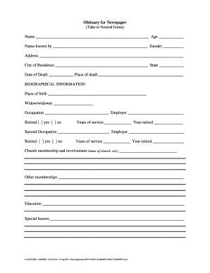 Fillable Online ascensiontowson Obituary Form - Ascension Lutheran Church Fax Email Print ...