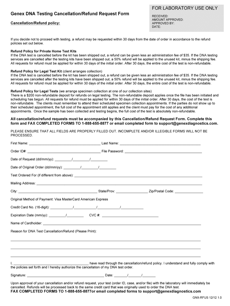 Fillable Online Genex Cancellation Refund Form USdocx Fax Email Print ...