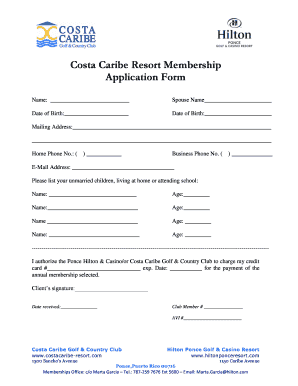 Costa Application Form - Fill Online, Printable, Fillable, Blank ...