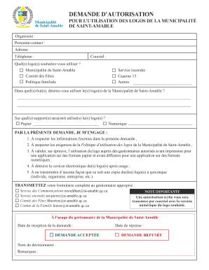 Fillable Online st-amable qc Formulaire de demande d'autorisation d'utilisation ... - Saint ...