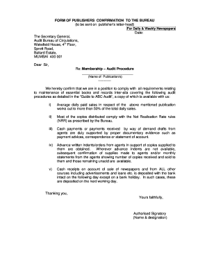 Fillable Online auditbureau Specimen of Publication Confirmation Form ...