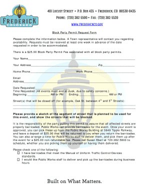Fillable Online frederickco Block Party Permit Process - Frederick, CO ...
