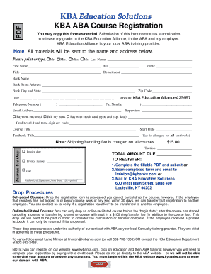 Fillable Online kybanks ABA Training - KBA Fax Email Print - pdfFiller