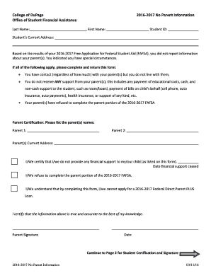 Fillable Online cod College of DuPage Office of Student Financial ...