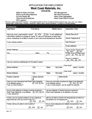 Fillable Online MSU Employee Application - Material Sales Unlimited Fax ...