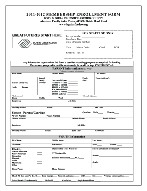 Fillable Online 2011-2012 MEMBERSHIP ENROLLMENT FORM - mmrdatacom Fax ...