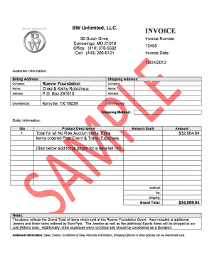 Fillable Online SAMPLE Invoice Fax Email Print - pdfFiller